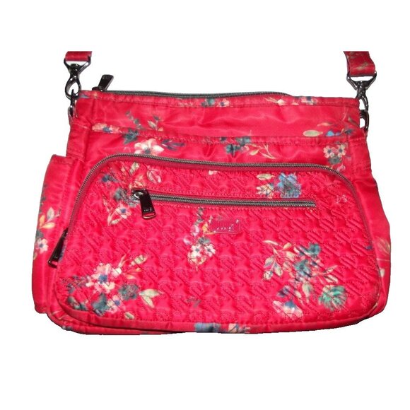 lug | Bags | Lug Shimmy Crossbody Bag Bouquet Red Purse Tote Floral ...